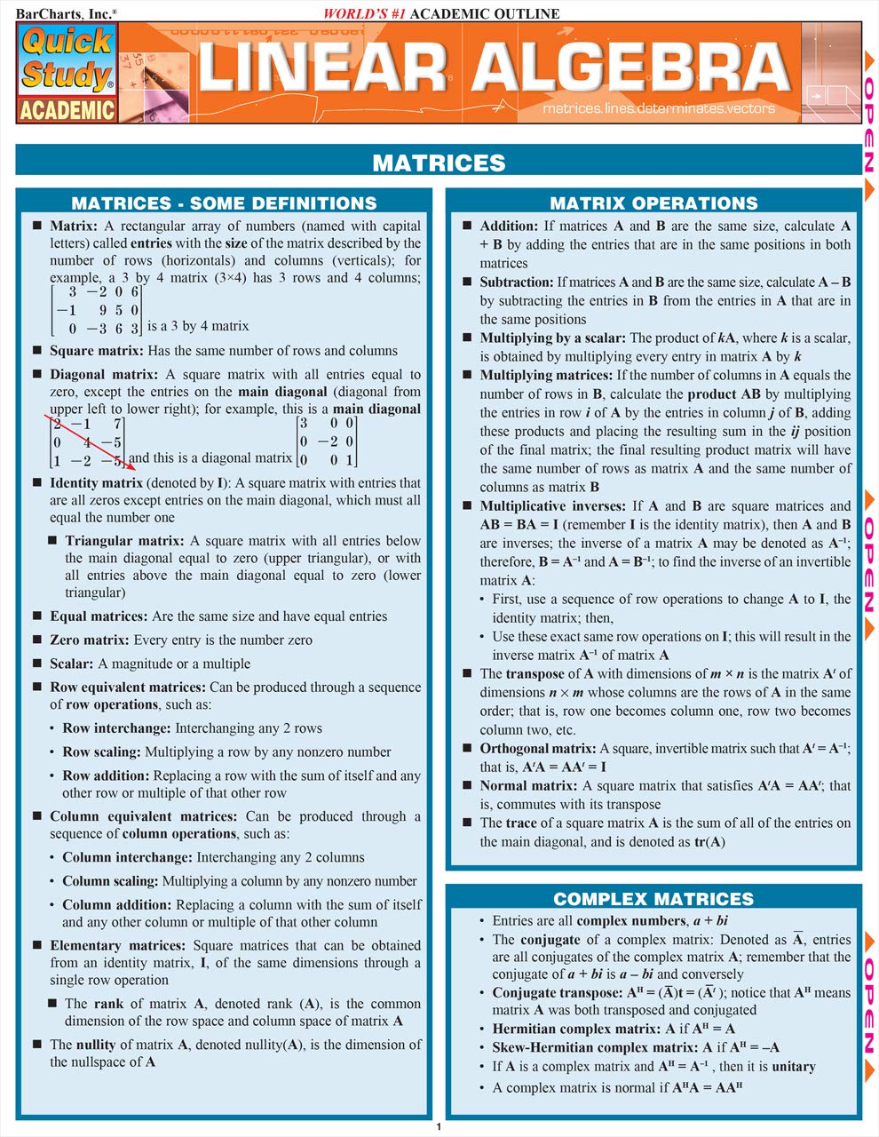 Mua Linear Algebra QuickStudy Laminated Reference Guide (QuickStudy Academic) trên Amazon Mỹ ...