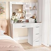 Amazon.com: Furmax Vanity Desk with LED Lighted Mirror&Power Outlet, 39 ...