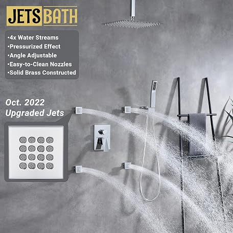 Mua (Updated) JetsBath Shower Jets Rain Shower System with 12'' Ceiling ...
