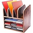 Amazon.com: WuGeShop 3 Tier Wooden Desk File Organizer with 4 Vertical ...
