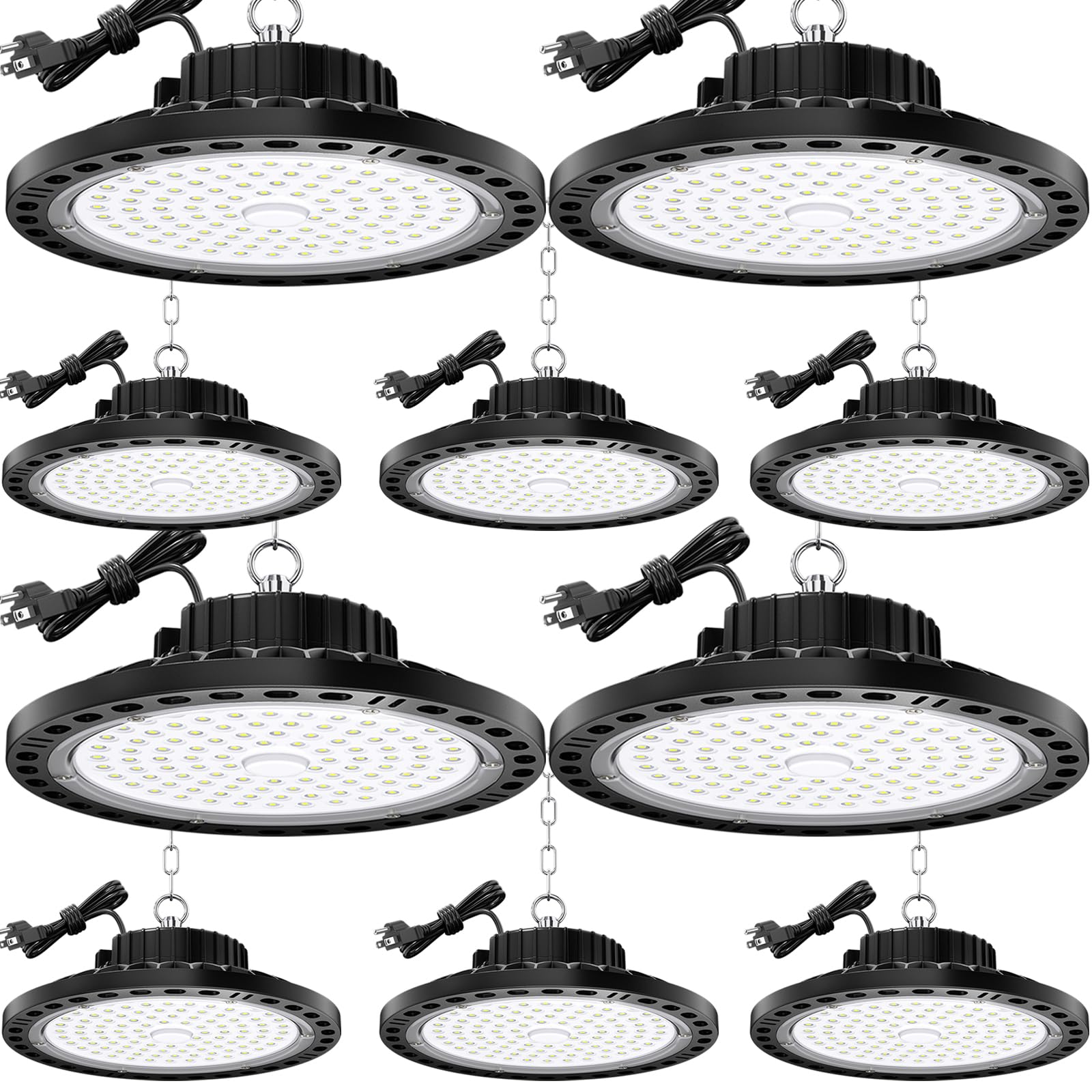TOPAUBUB 100W High Bay LED Light 10 Pack, 15000LM High Bay LED Shop ...
