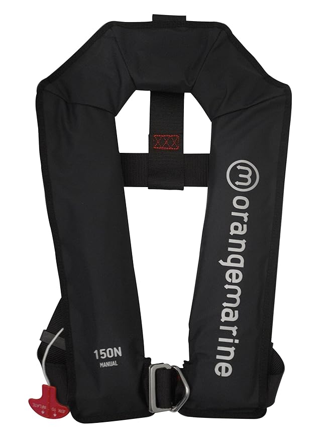 Orange Marine Manual Inflatable Life Jacket with Harness 150N - Black ...