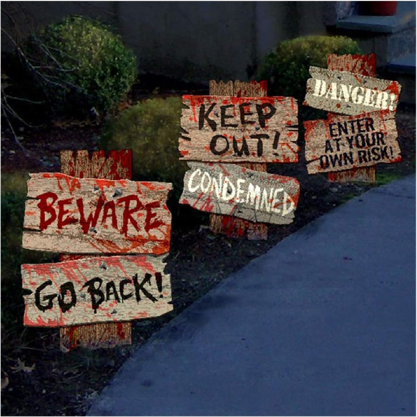 Fancy Me Pack Of 3 Large Spooky Scary Cemetery Signs Outdoor Halloween ...