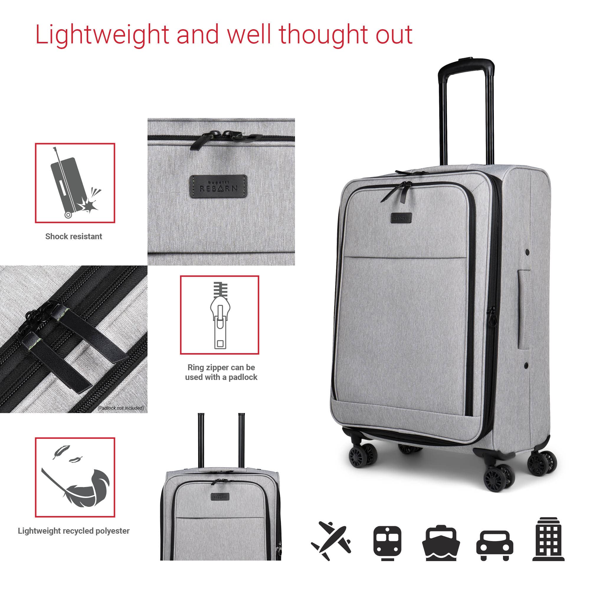 Mua Bugatti Reborn Collection 3 Piece Luggage Set, Expanding Suitcases ...