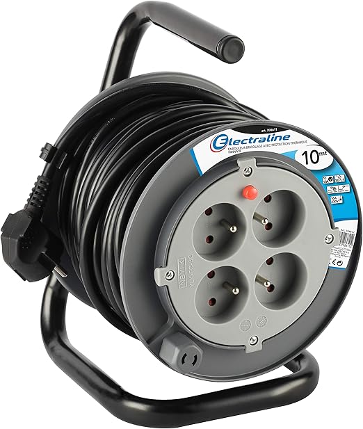 Electraline 208611 Rallonge Prolongateur électrique 10 m avec enrouleur ...