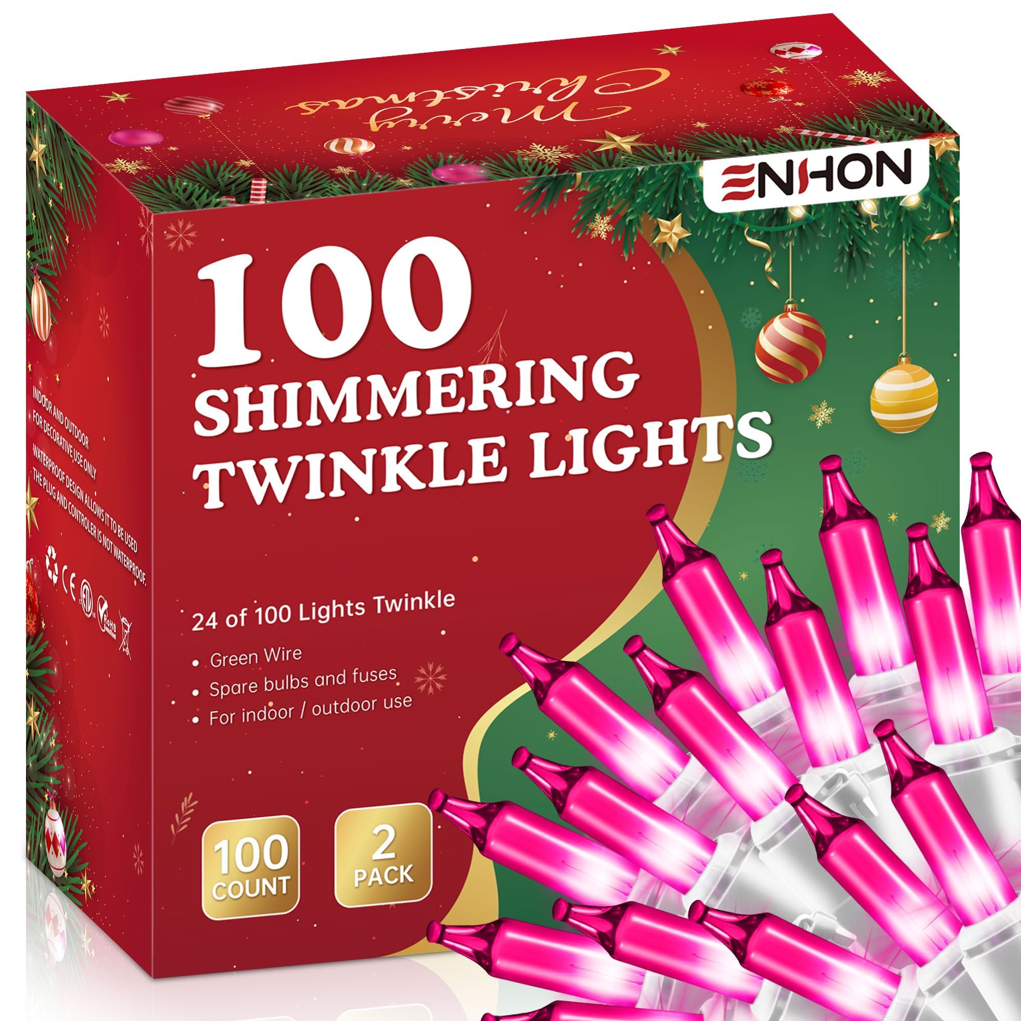 Enhon Twinkling Christmas Lights, 50.8 FT 48 of 200 Random Twinkle ...