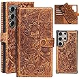 Amazon.com: RMAWRAD Wallet case for Samsung Galaxy S23 Ultra Real Leather case,Genuine Leather2 ...