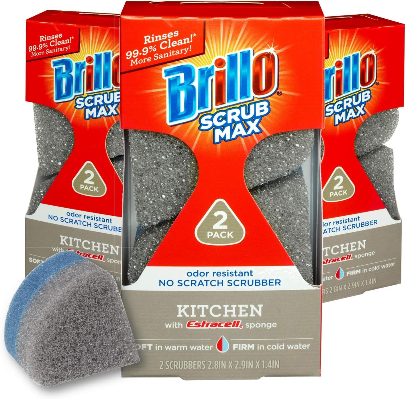 Amazon.com: Brillo | Scrub Max - Kitchen | Strong, Long Lasting Sponge ...