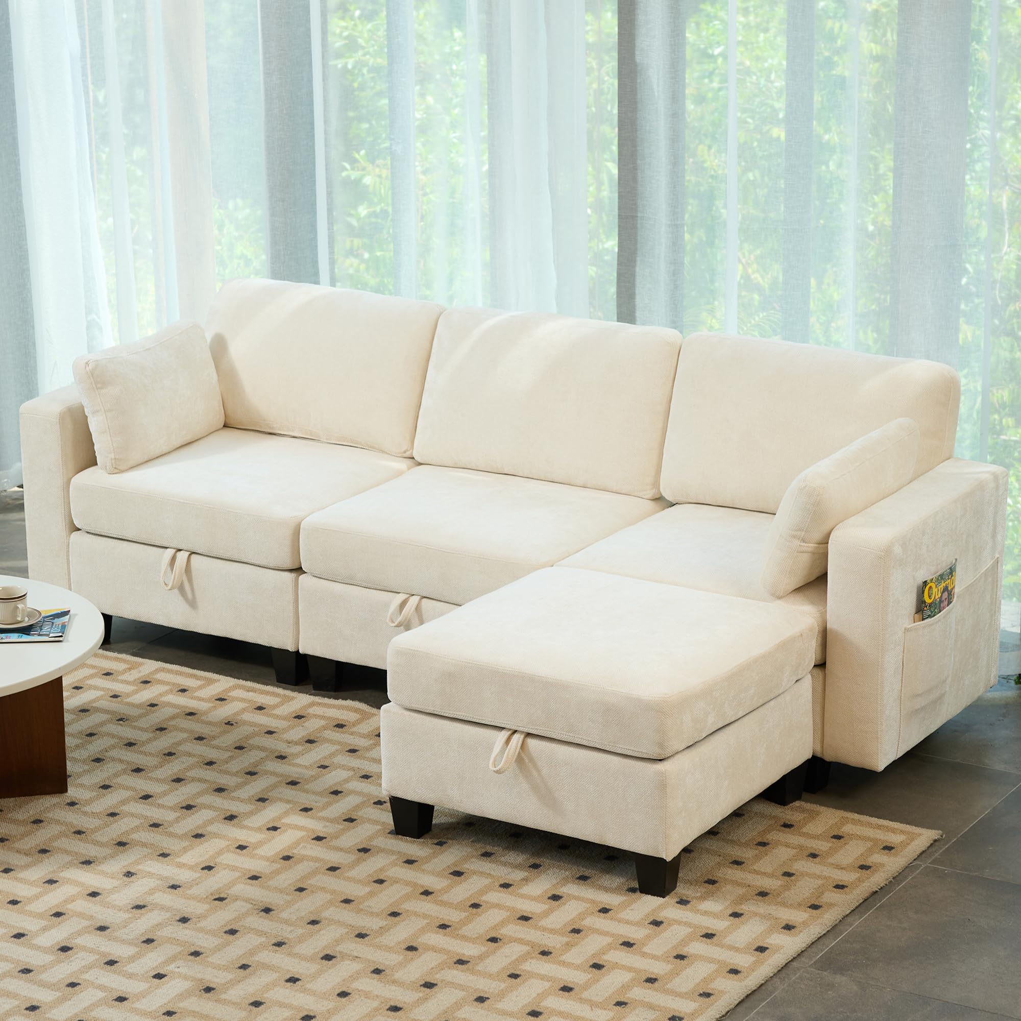 Real Relax Oversized 100'' Convertible Sectional Sofa Couch, 3 Seat L ...