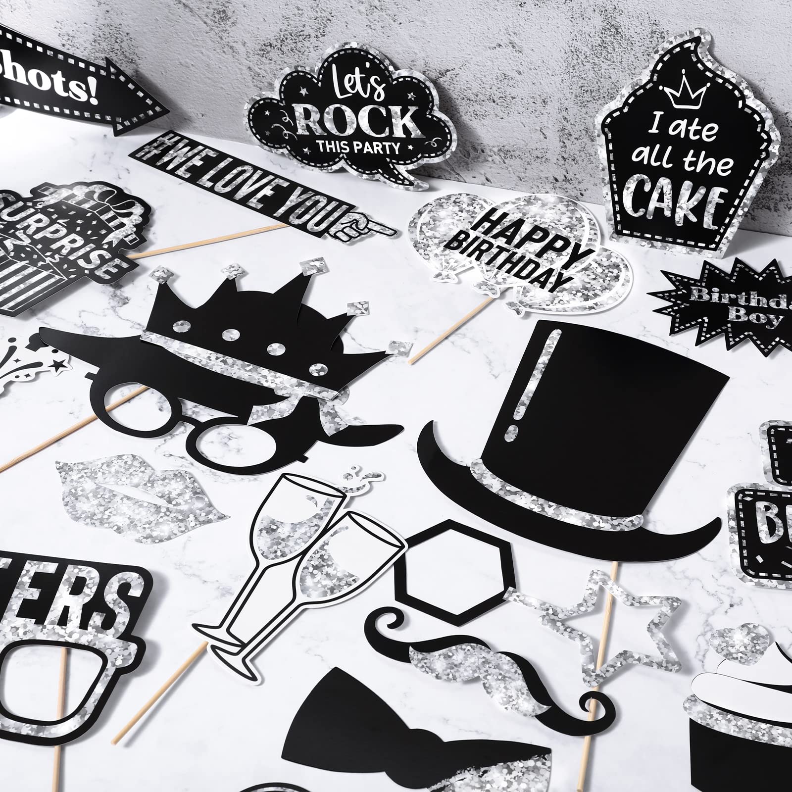 Mua Outus 36 Pcs Birthday Photo Booth Prop Birthday Prop for Photoshoot ...