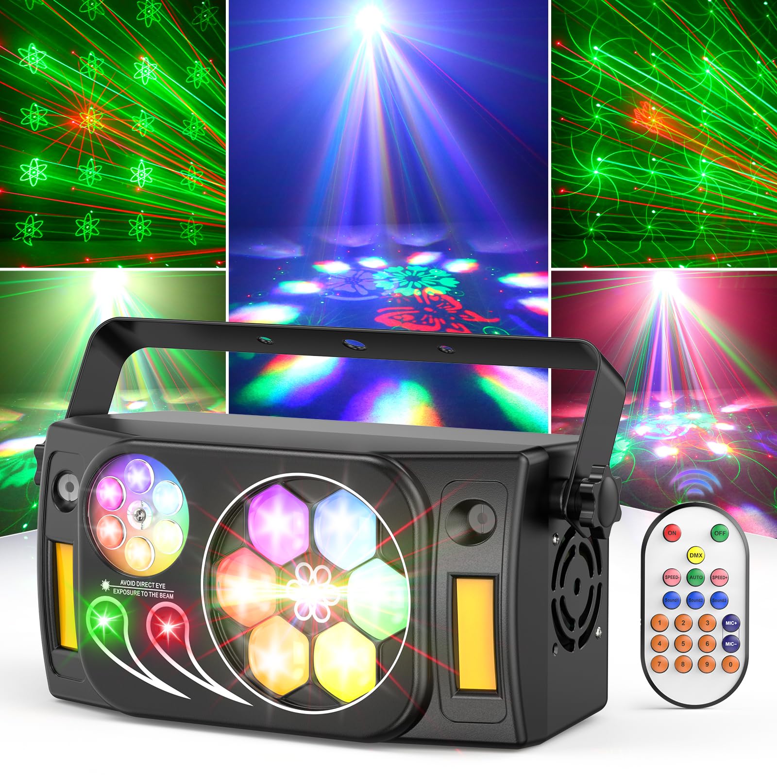 Dj Party Lights 80W,6 in 1 LED Bee Eye Rotation Disco Ball Party Light ...