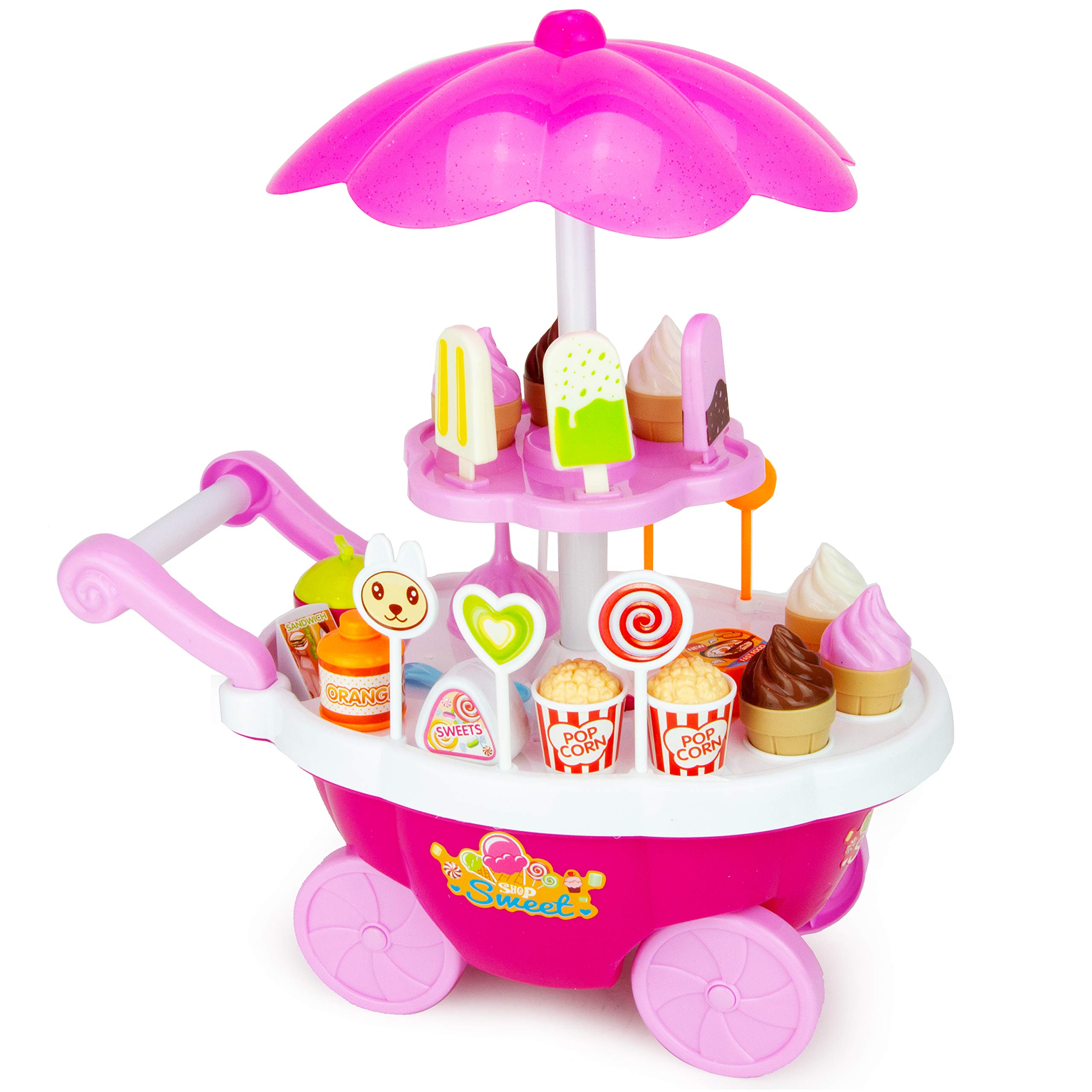 Boley Mini Ice Cream Cart - 31 Piece Light Up Musical Toy Ice Cream ...