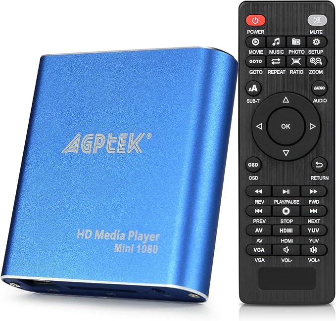 AGPTEK Lecteur multimédia HDMI, Mini Lecteur Multimédia Numérique 1080p ...