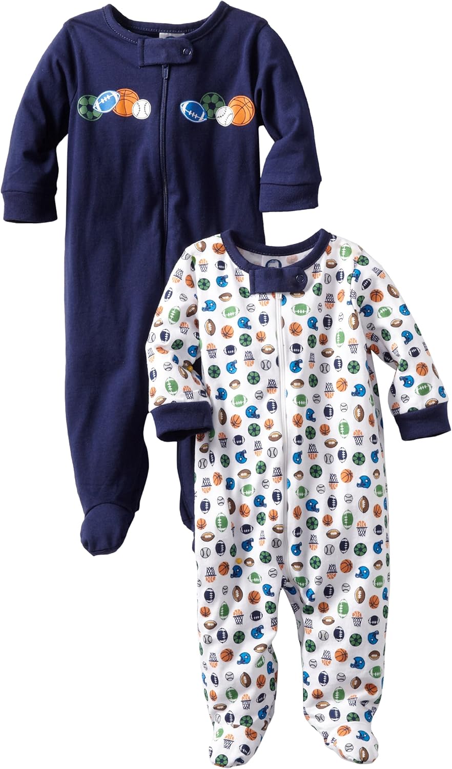 Amazon.com: Gerber Baby-Boys 2 Pack Sleep N Play Zip Front Sports ...