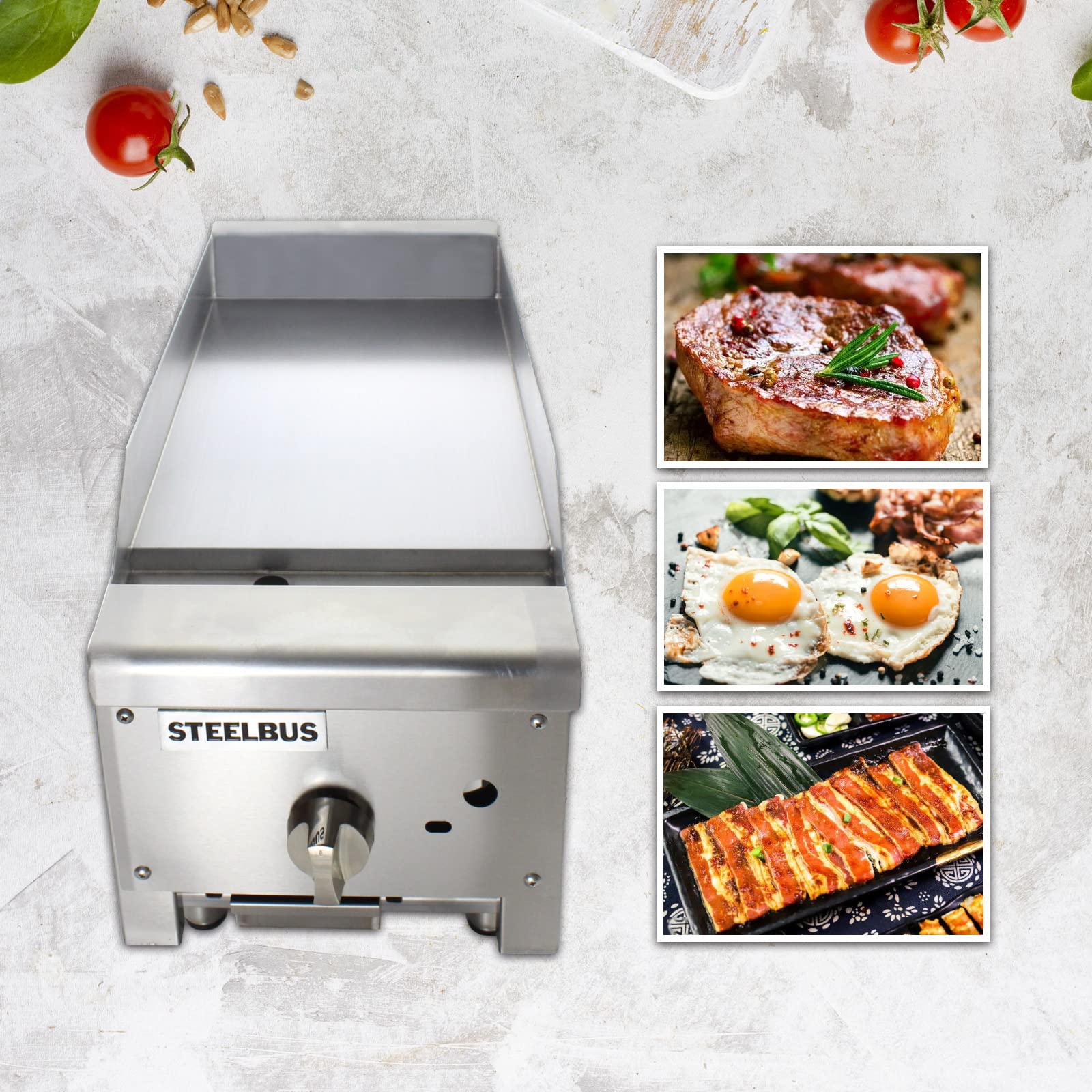 STEELBUS Commercial Gas Griddle-12''x23'' | Gas griddle flat top grill ...