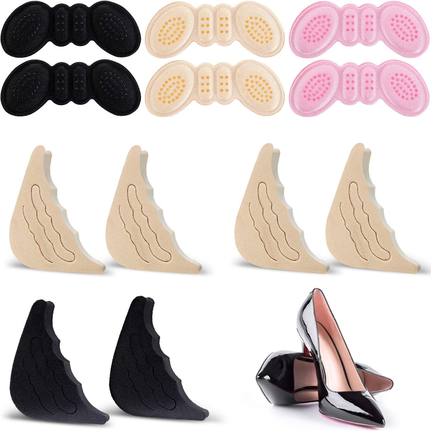 6 Pairs Toe Filler Inserts Adjustable Shoe Filler Heel Grip Liner ...