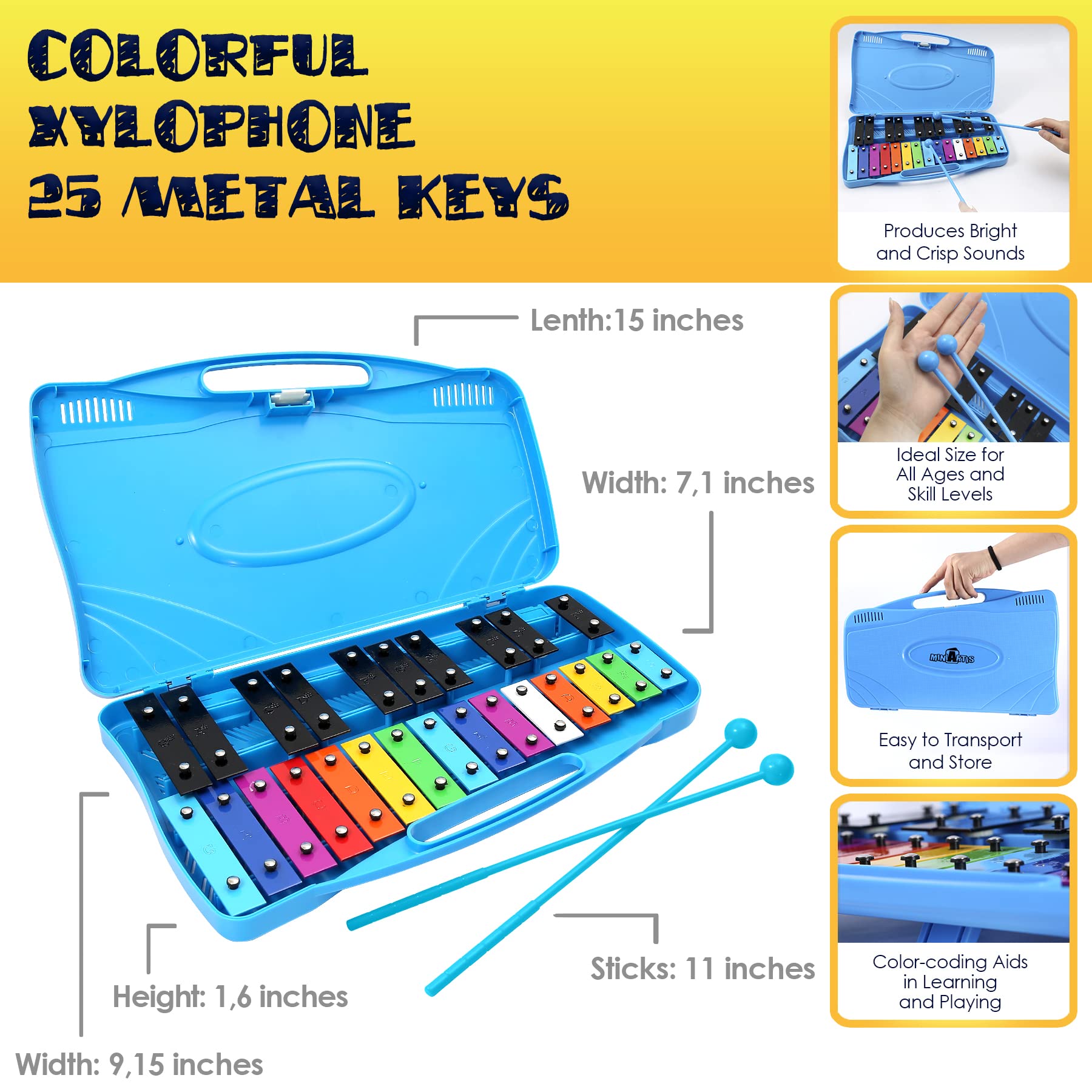 Mua Glockenspiel Xylophone | 25 Note Colorful Metal Keys Xylophone for ...