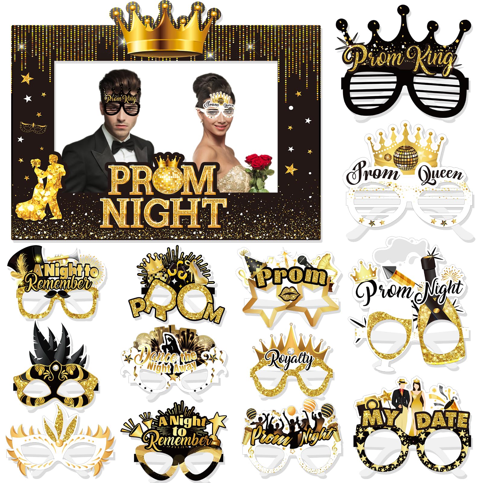 HOWAF Prom Night Photo Booth Props Kit- 1pcs Prom Night Photo Frame ...