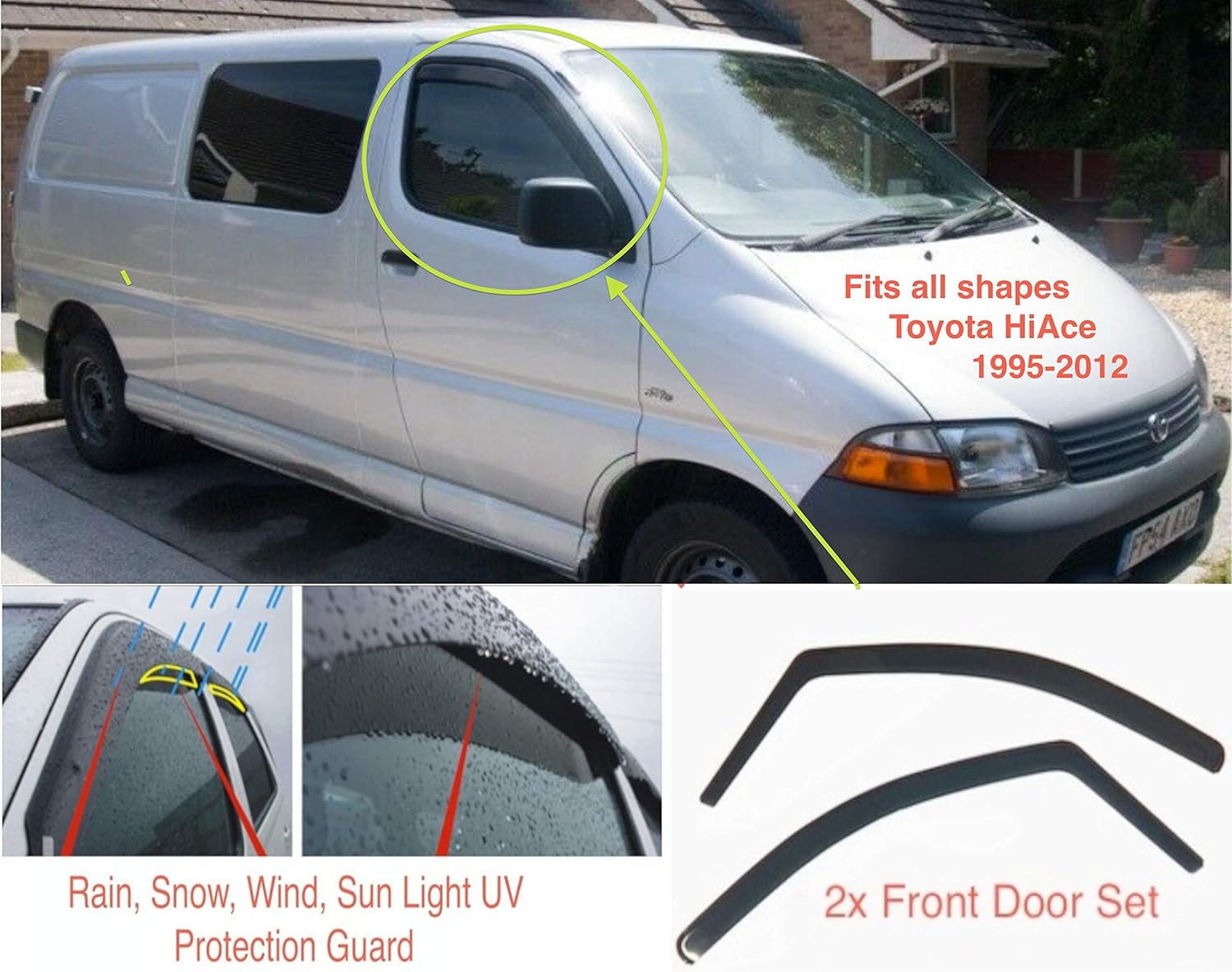 AC WOW 2x Wind Deflectors Compatible with Toyota HiAce Granvia 1995 ...