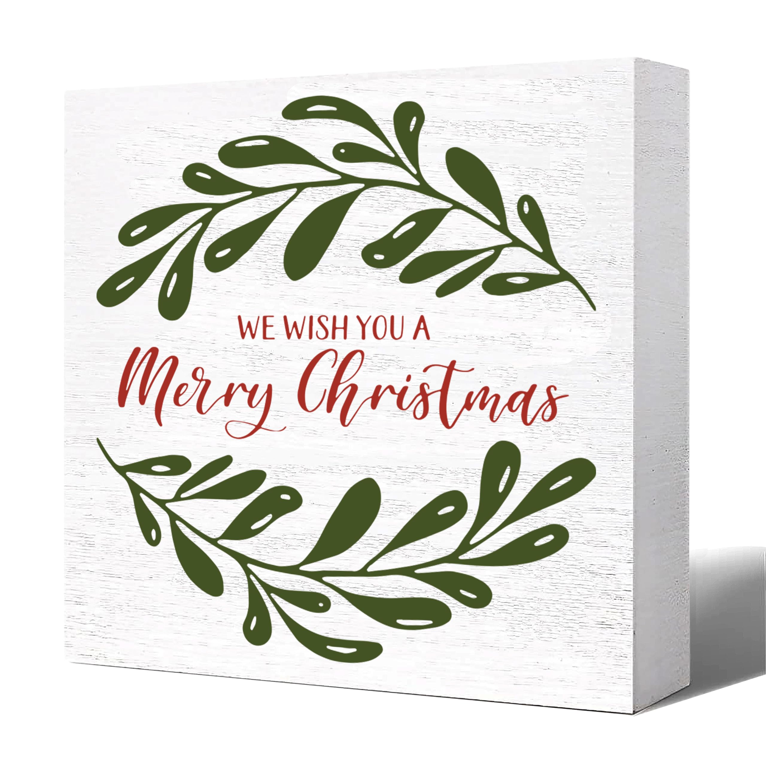 DOFAFALA We Wish You A Merry Christmas Olive Branch Pattern Rustic ...