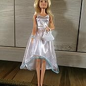 Amazon.com: Barbie Fashions Complete Look Silver Opalescent Hi Low Gown ...