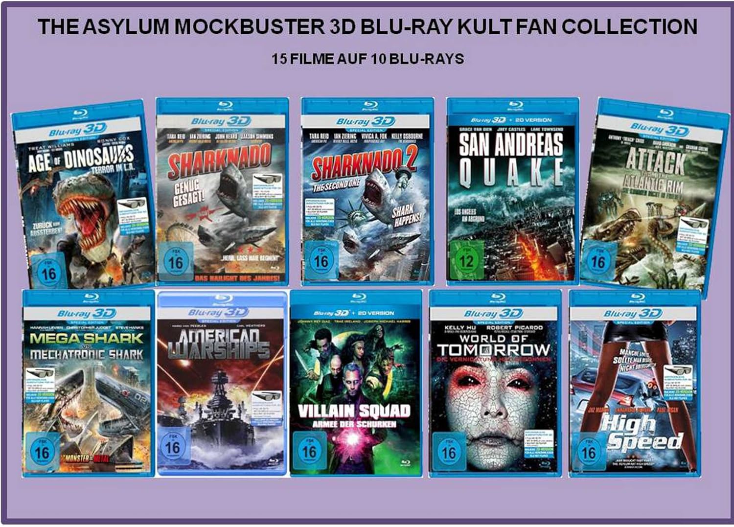 The Asylum Mockbuster 3D Blu-ray Cult Fan Collection 15 Movies: Amazon ...