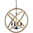 JONATHAN Y JYL9041A Soka 4-Light 20" Adjustable Globe Metal/Rope LED ...