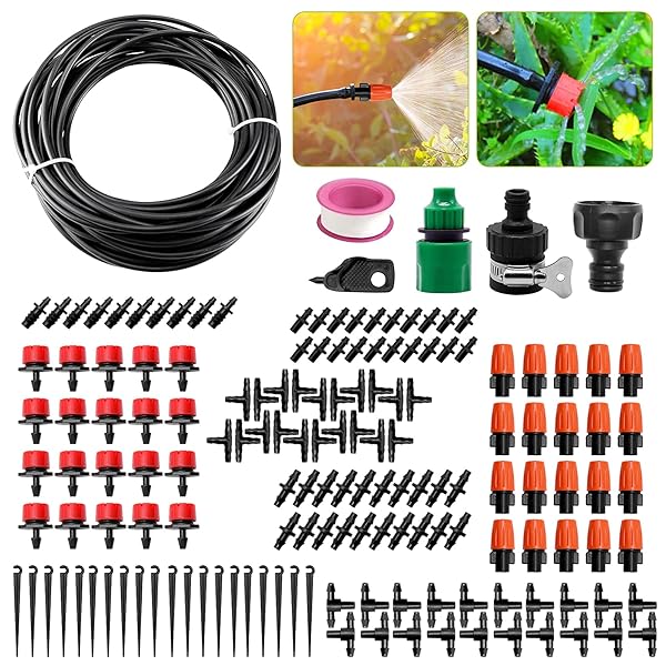 Drip Irrigation Kit,Garden Irrigation System with 82ft 1/4" Blank ...