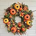 Amazon.com: Fall Wreaths, 18 Inch Fall Wreath Pumpkin Harvest Decor ...
