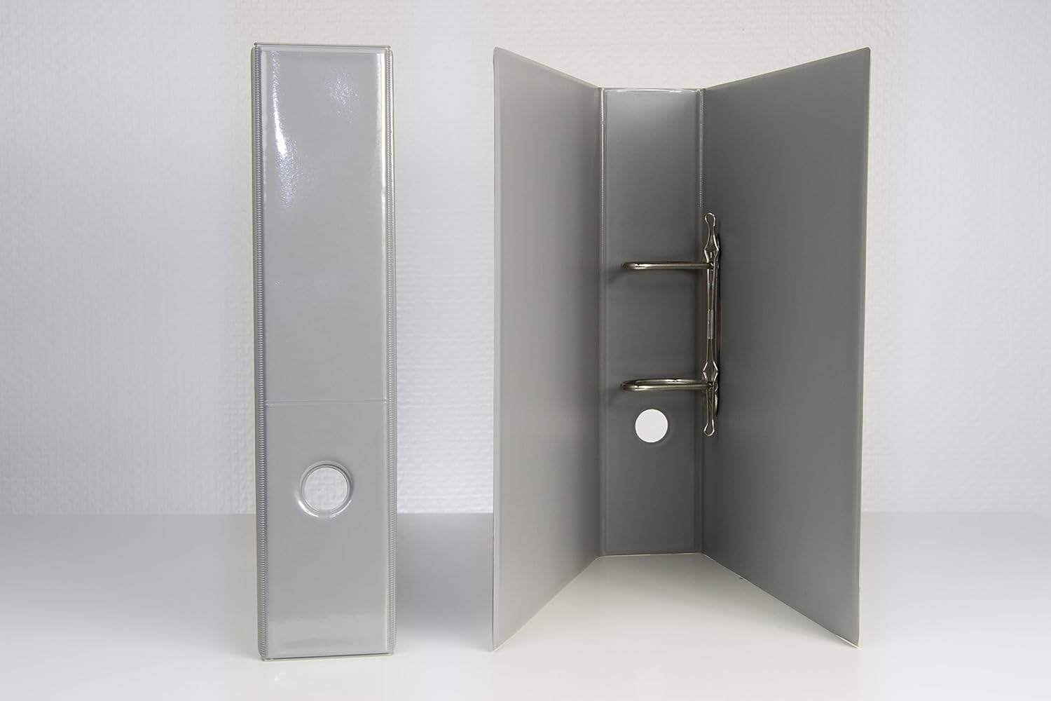 2 Grey DIN A4 presentation ring binders 65 mm wide. Made in Germany ...