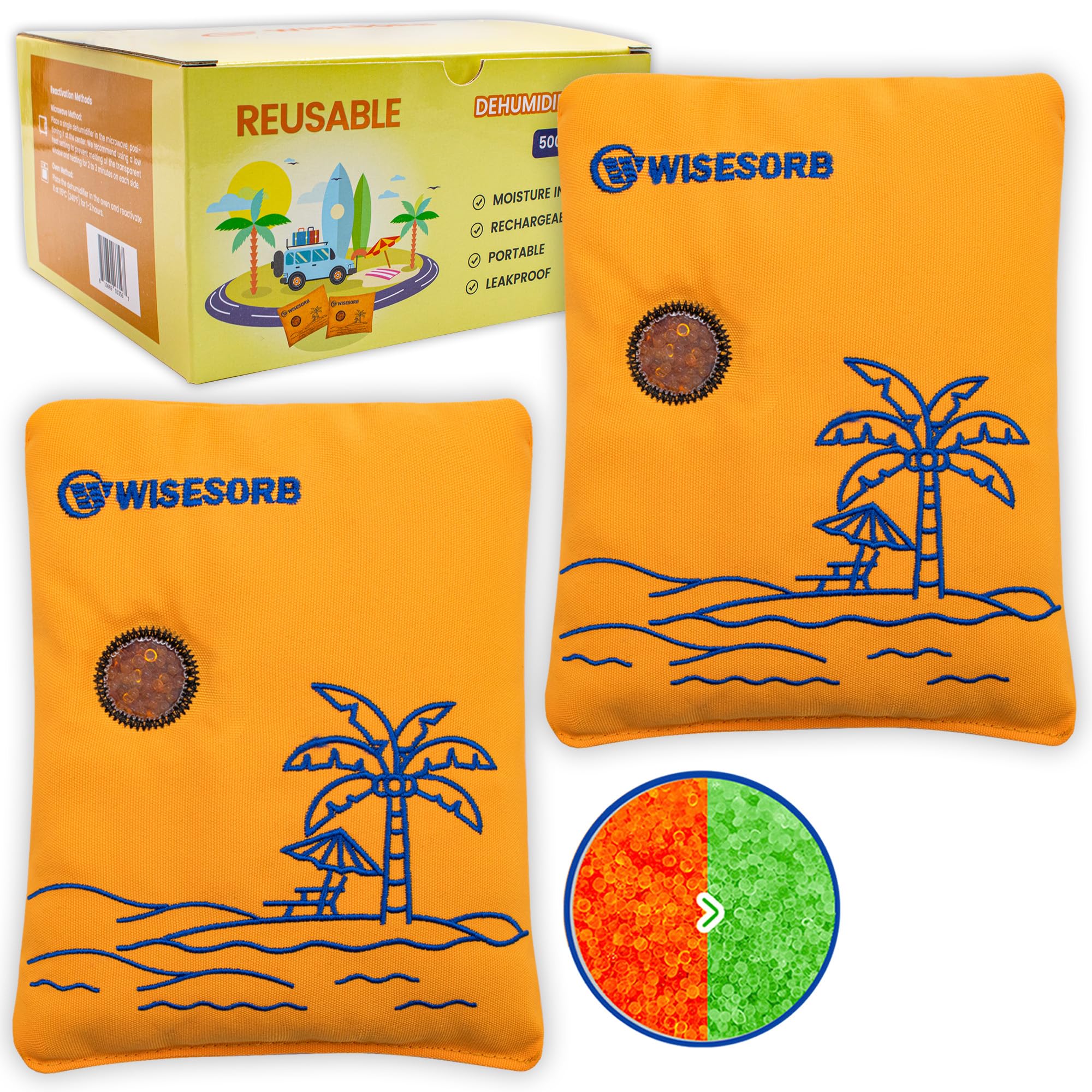 Wisesorb 500g 2pcs Rechargeable Desiccant Packs for Storage, Color ...