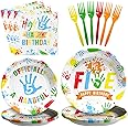Amazon.com: 96Pcs Hi Five Birthday Decorations Colorful High Five ...