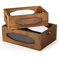 Amazon.com: Okllen Set of 2 Wooden Nesting Countertop Baskets ...