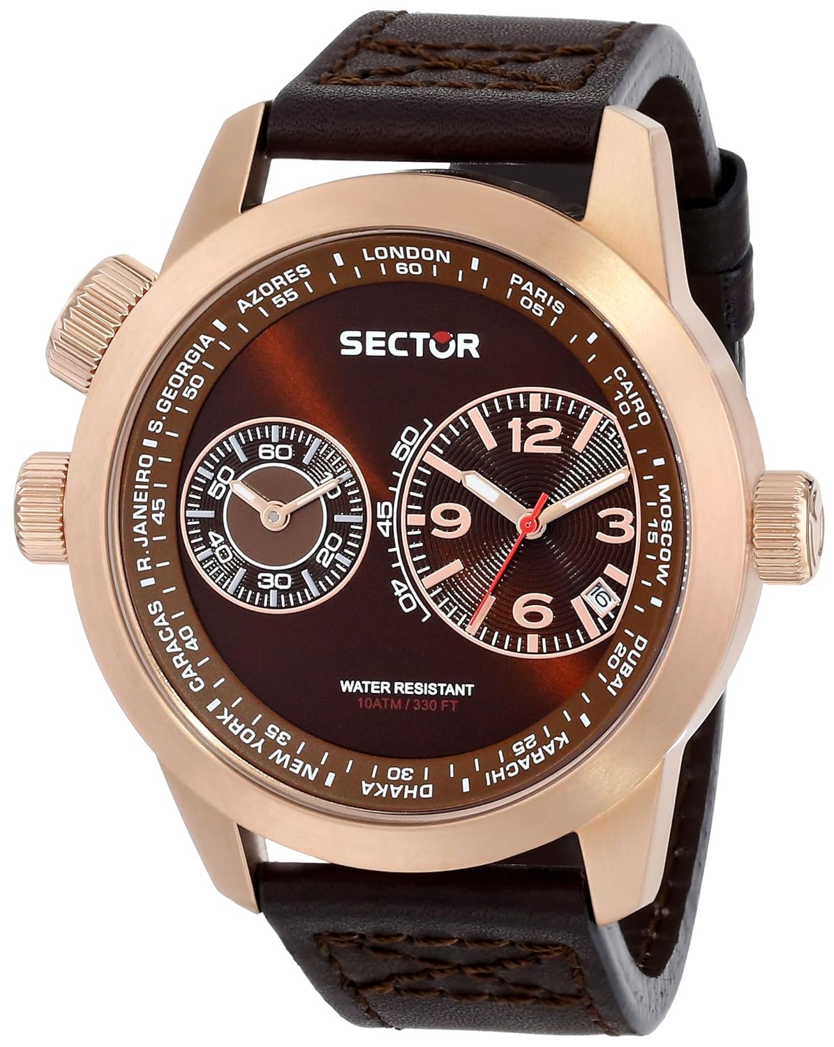 Sector Men's Quartz Watch with Black Dial Analogue Display and Brown ...
