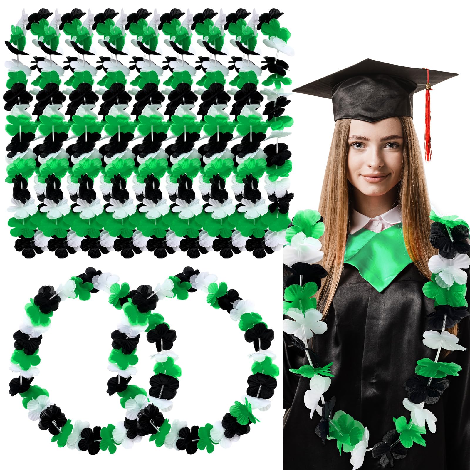 Zeyune 20 Pcs Bulk Graduation Leis Class of 2025 Hawaiian Leis Flower ...