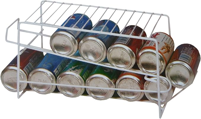 White Laminated Wire Can Rack Stand Holder Fridge Kitchen Storage Holds ...