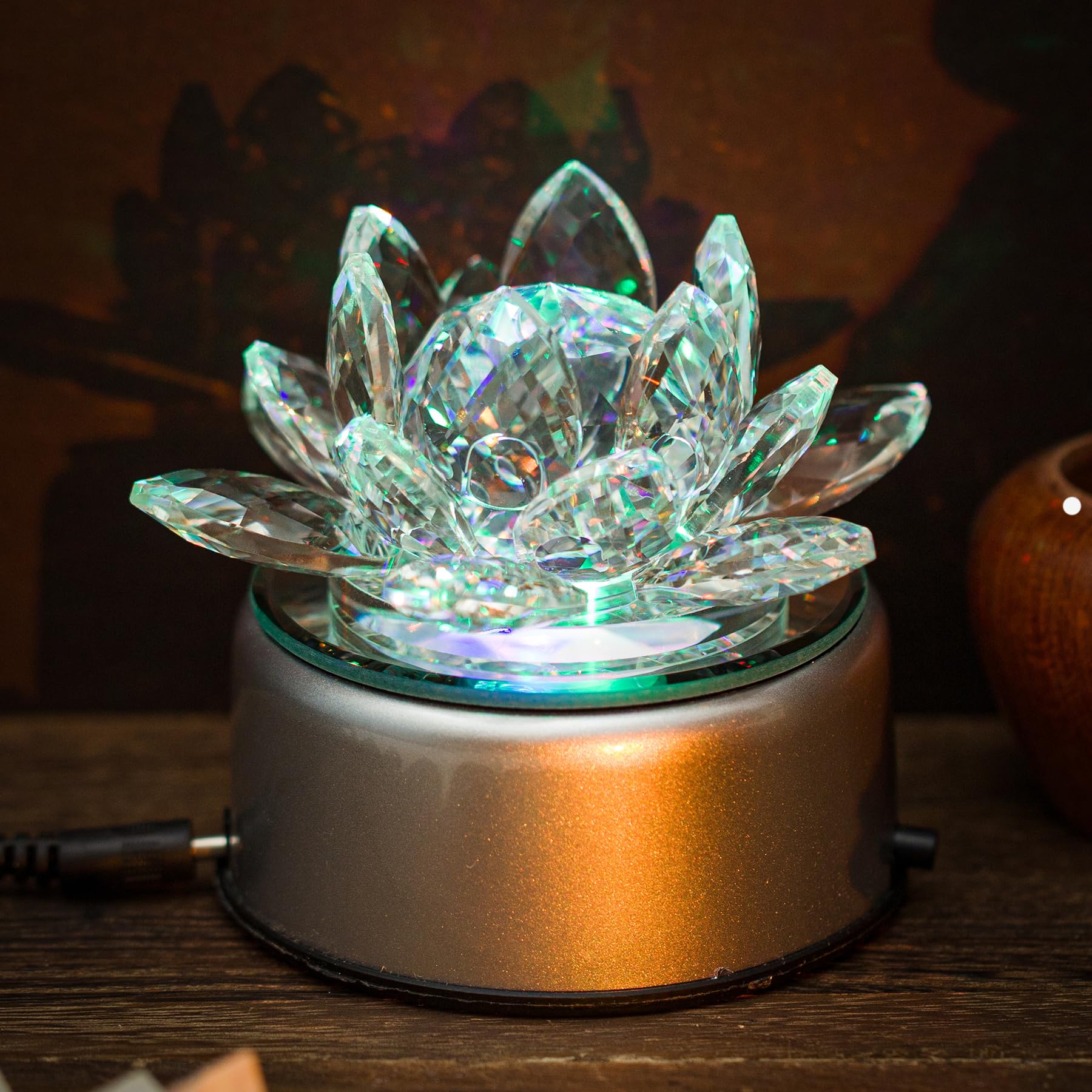 TENGFENG Crystal Lotus Night Light - Crystal LED Light 7 Color Change ...