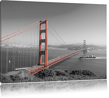 eindrucksvolle Golden Gate Bridge schwarz/weiß Format: 120x80 auf Leinwand, XXL riesige Bilder ...