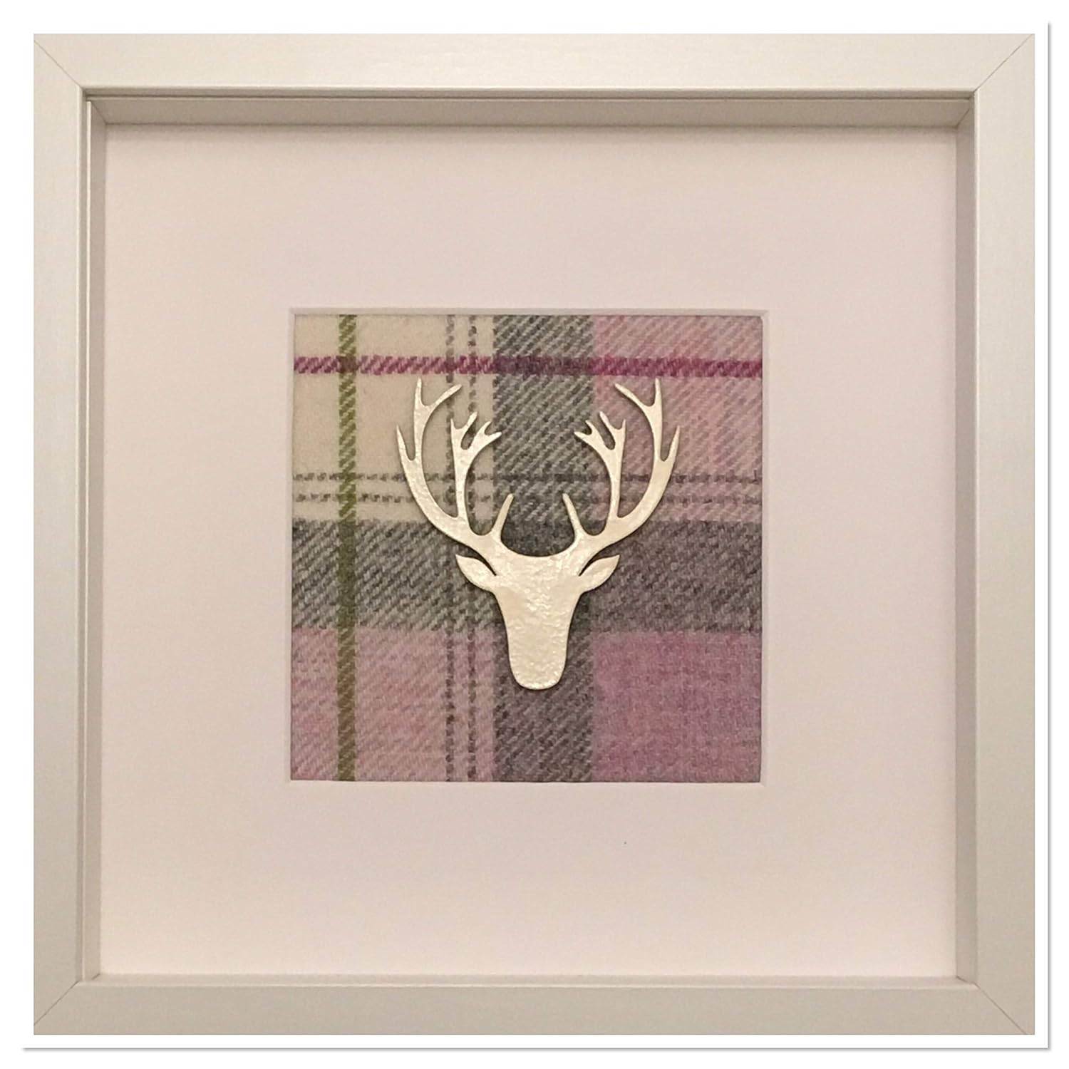 Handmade Stag Head Lilac Tartan Box Picture Frame Scotland Scottish ...