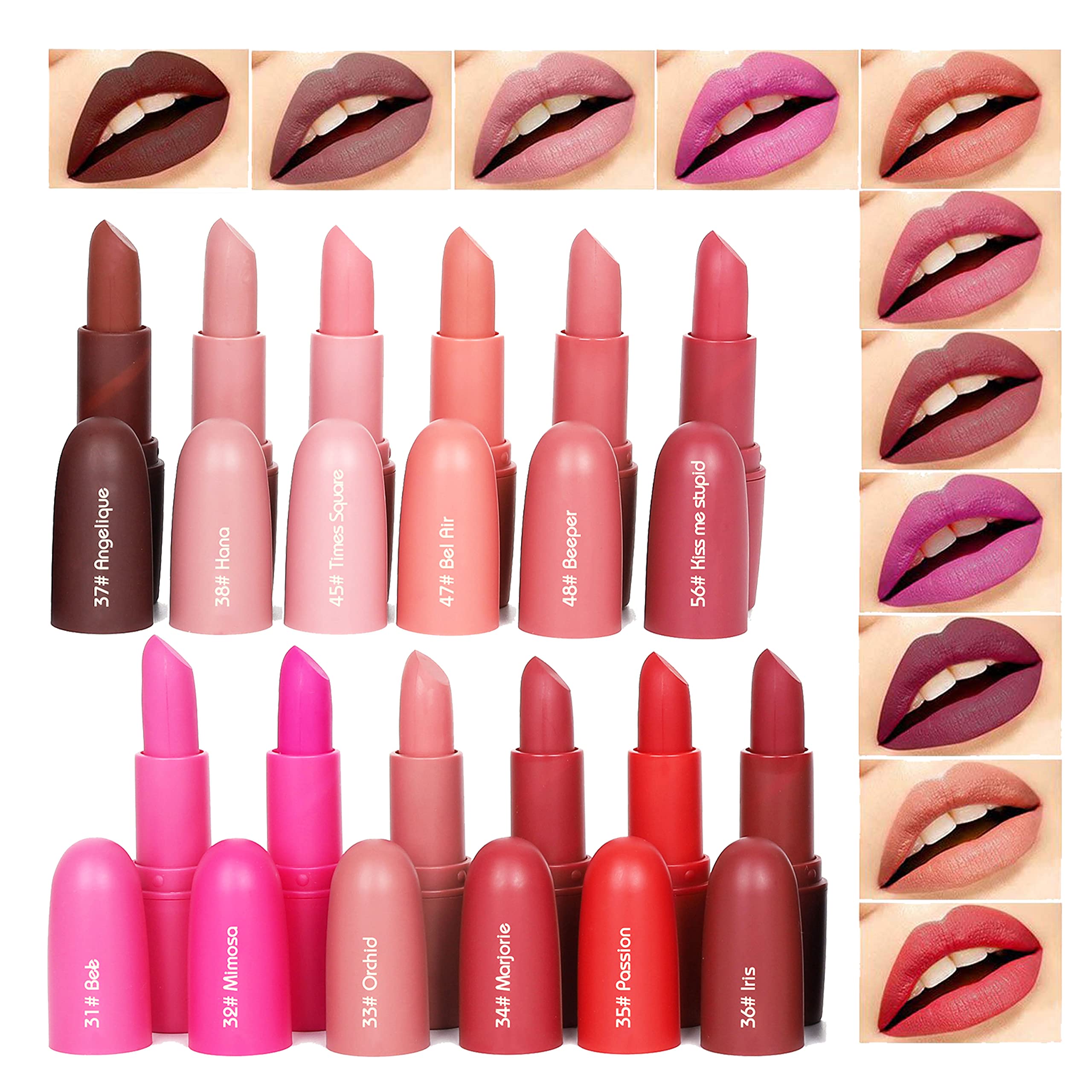 Mua Miss Rose Long-lasting Lipstick Set, 12 PCS Multi Colored featuring ...