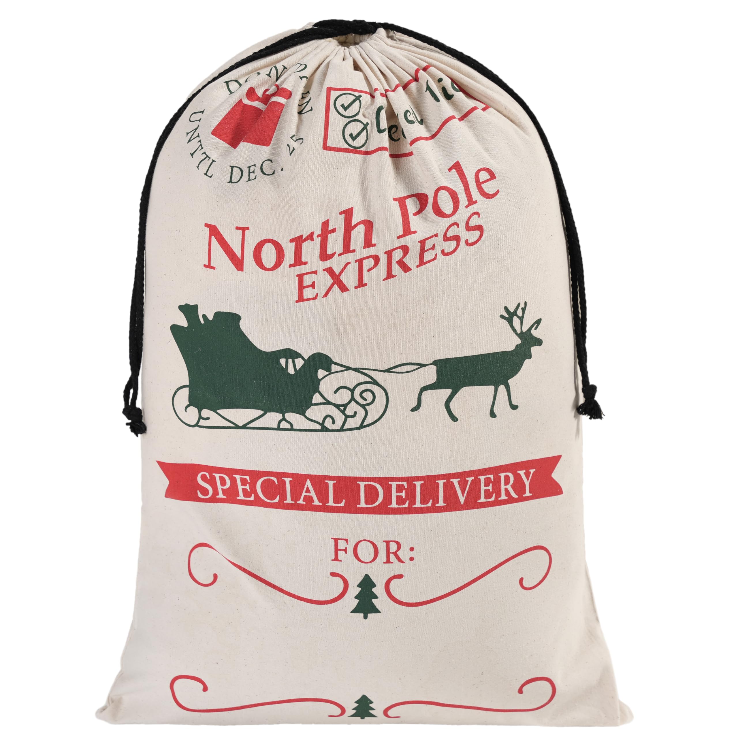 JOYIN Christmas Burlap Santa Sack 26" x 19", Xmas Large Drawstring Gift ...