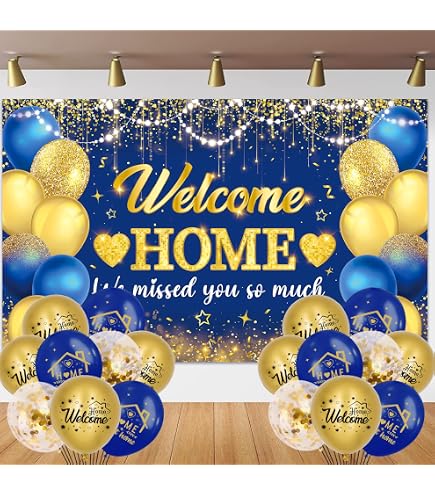Blue Welcome Banner Decorations - Blue Welcome Back Sign With Hearts ...