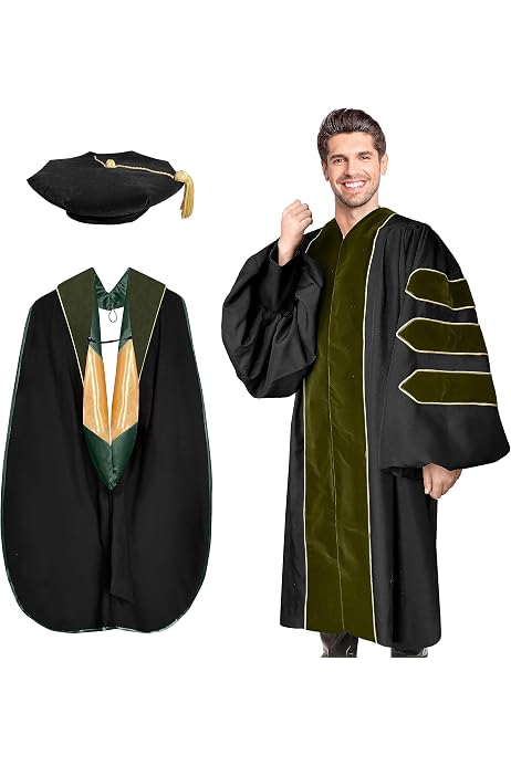 Doctoral Gown MyGradDay Unisex Deluxe Doctoral Graduation Gown And 8 ...