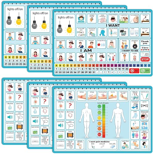 6 Pcs Communication Board for Nonverbal Adults Aphasia Colorful Picture ...