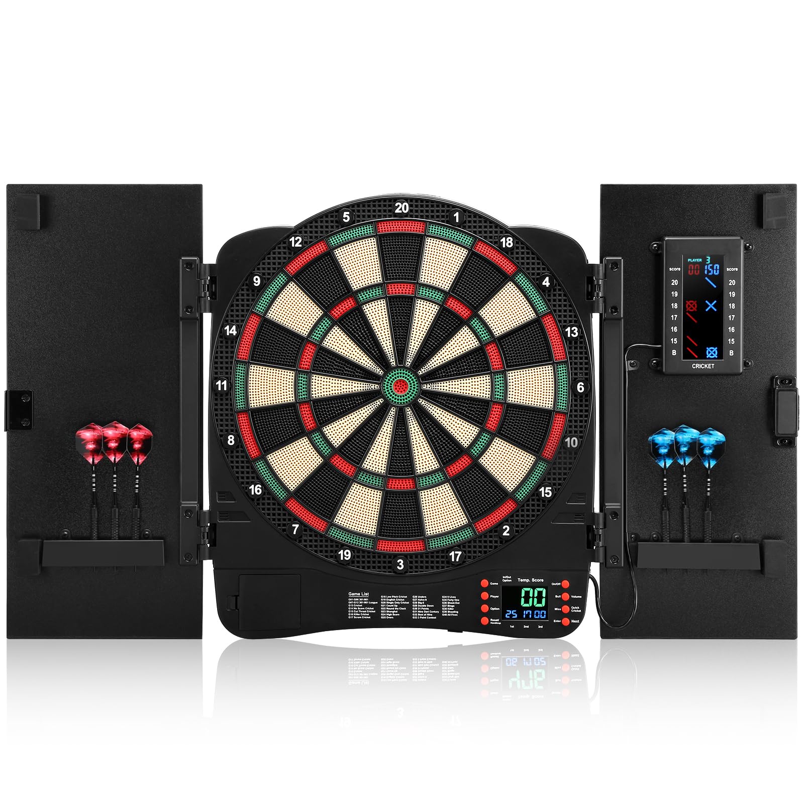 Electronic Dartboard Cabinet, Digital Soft Tip Dartboards with LED Scoreboard, Dart Board Set ...