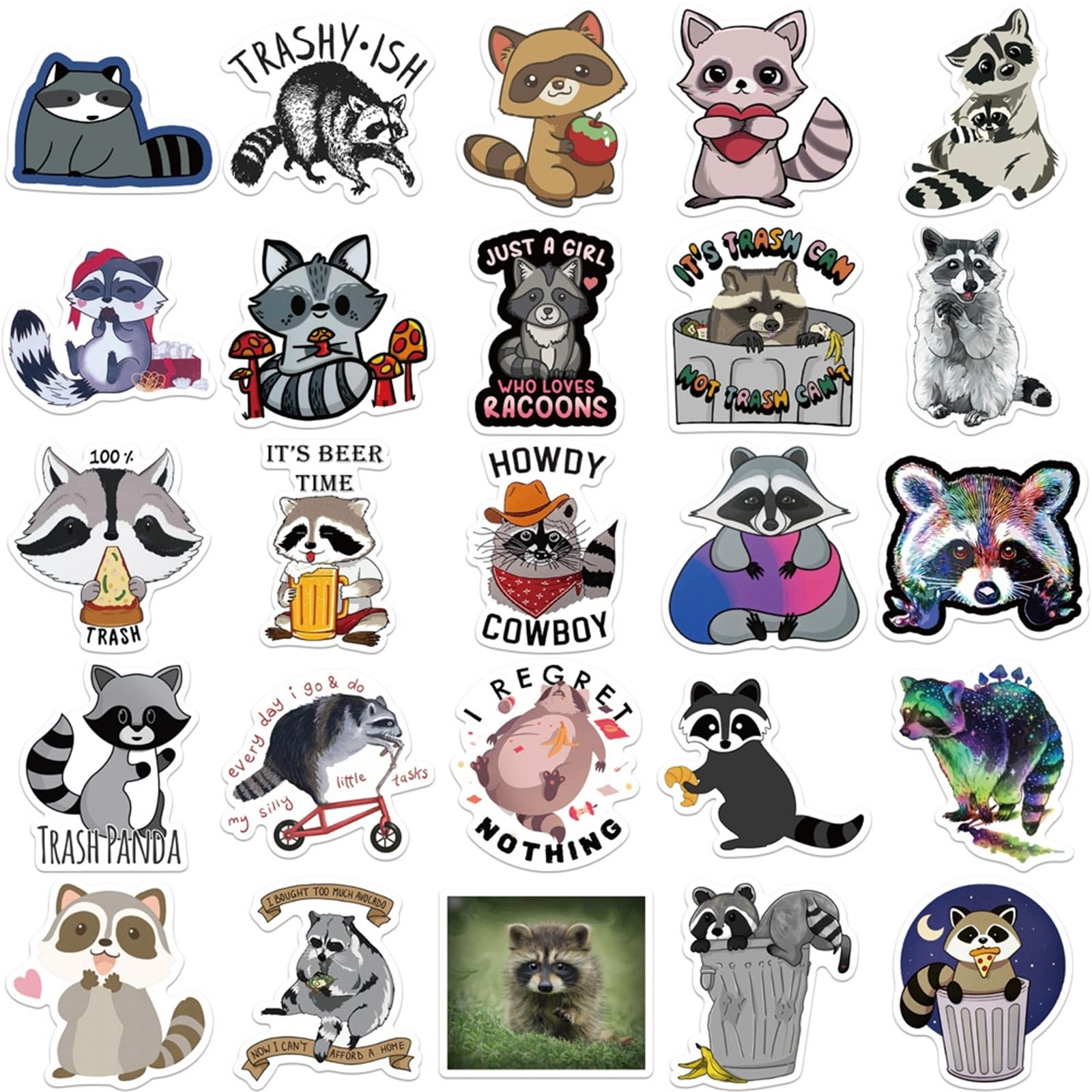 Mua 50Pcs Kawaii Stickers, Cartoon Raccoon Stickers Cute Stickers Pack ...