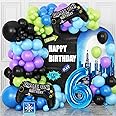 Amazon.com: Cledeco 6th Birthday Video Game Balloons Arch Kit, Blue ...