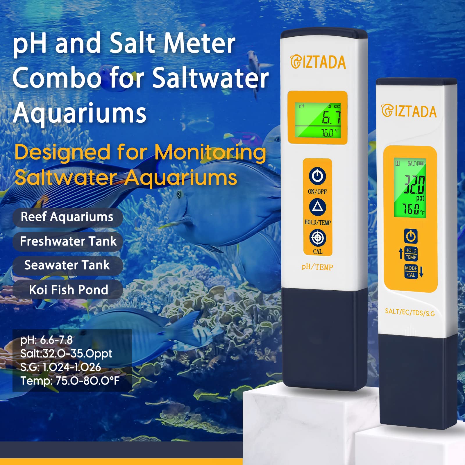 Mua CIZTADA pH Meter and Salinity Meter Combo for Saltwater Pool 6 in 1 ...