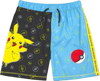 Pokemon Swim Shorts for Boys | Black & Blue Pikachu Swimwear Kids ...