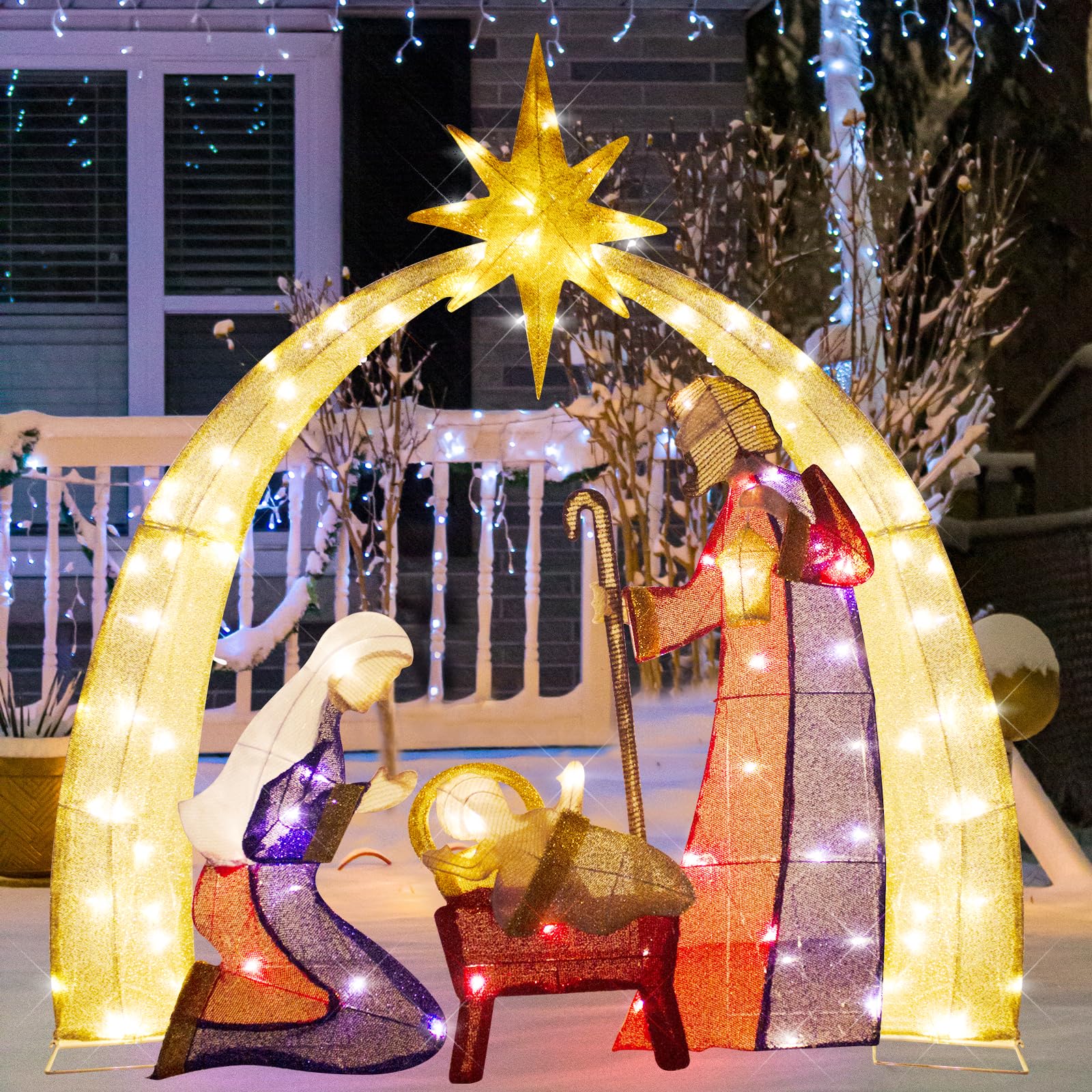 DROFELY 52” Nativity Scene Outdoor Christmas Decoration Lighted up ...